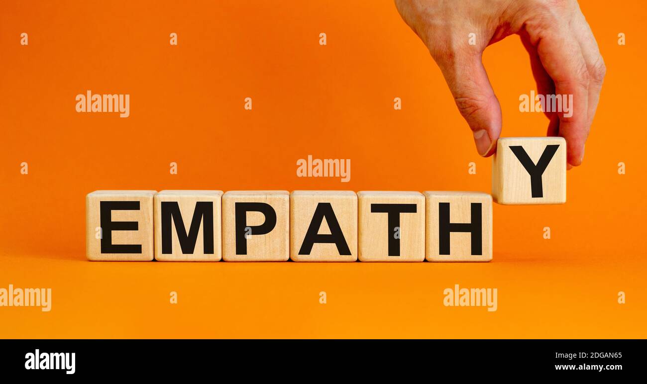 Empathy symbol. Concept word 'empathy' on wooden cubes on a beautiful ...
