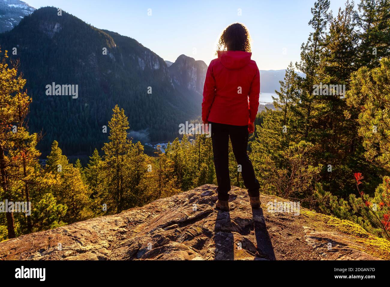 Adventurous Girl Hiking in Canadian Nature Stock Photo - Alamy