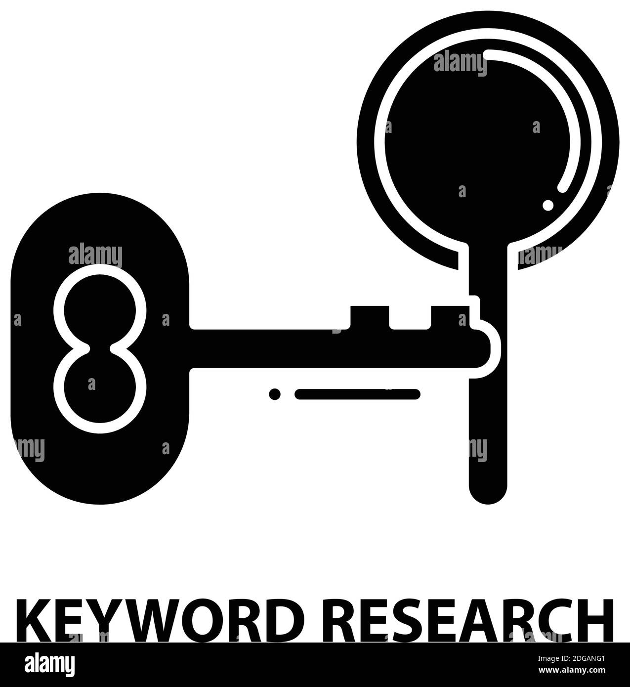 keyword research icon, black vector sign with editable strokes, concept ...