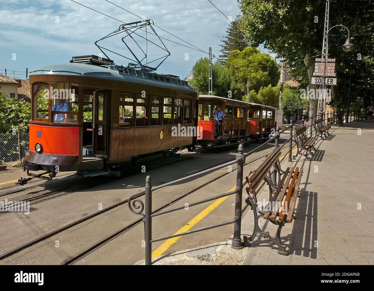 Trams at Soller in Mallorca Spain. Porto Puerto Stock Photo - Alamy