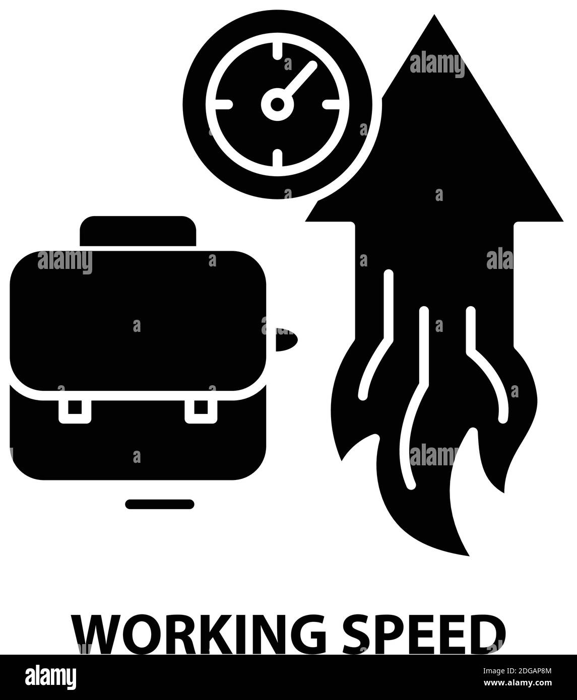 working speed icon, black vector sign with editable strokes, concept ...