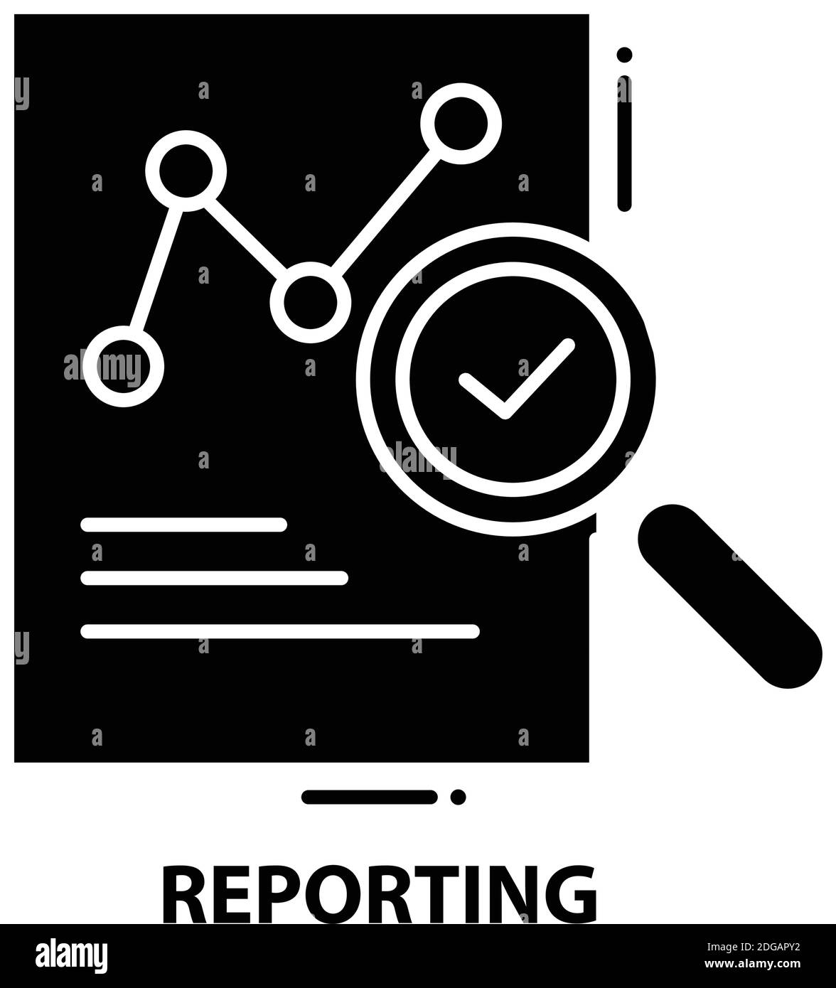 reporting icon, black vector sign with editable strokes, concept ...