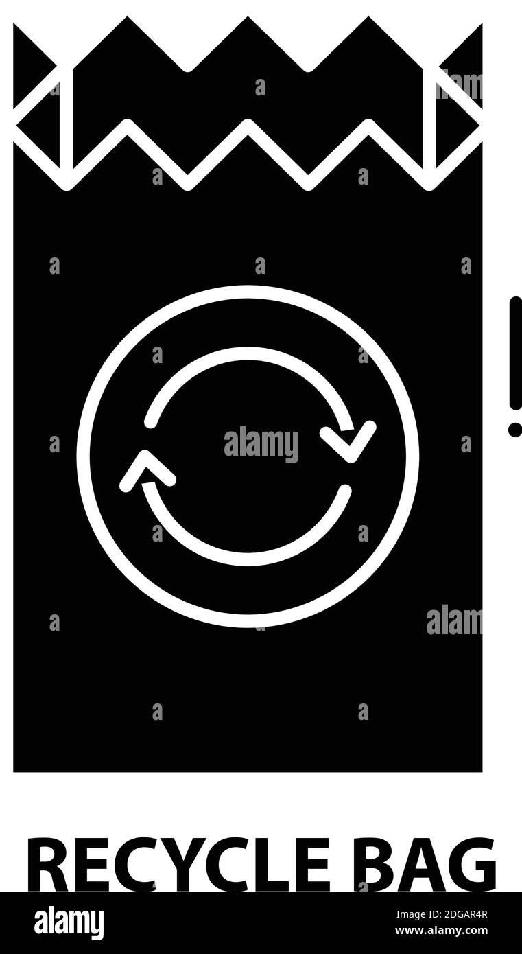recycle bag icon, black vector sign with editable strokes, concept ...