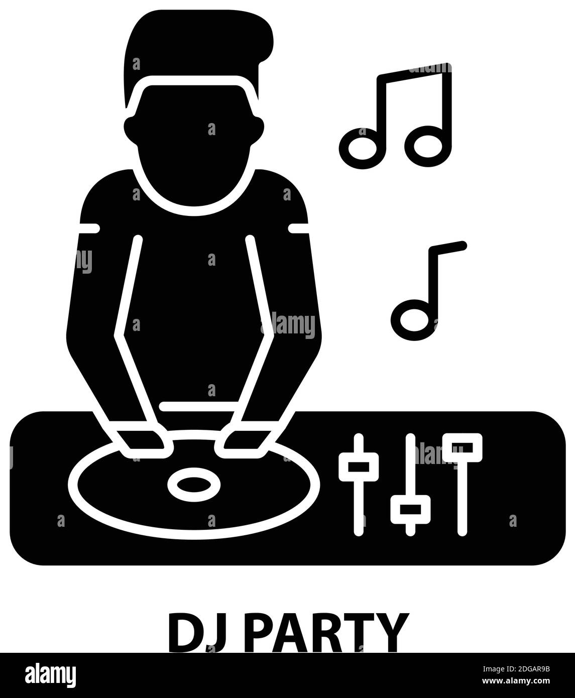 dj party icon, black vector sign with editable strokes, concept ...