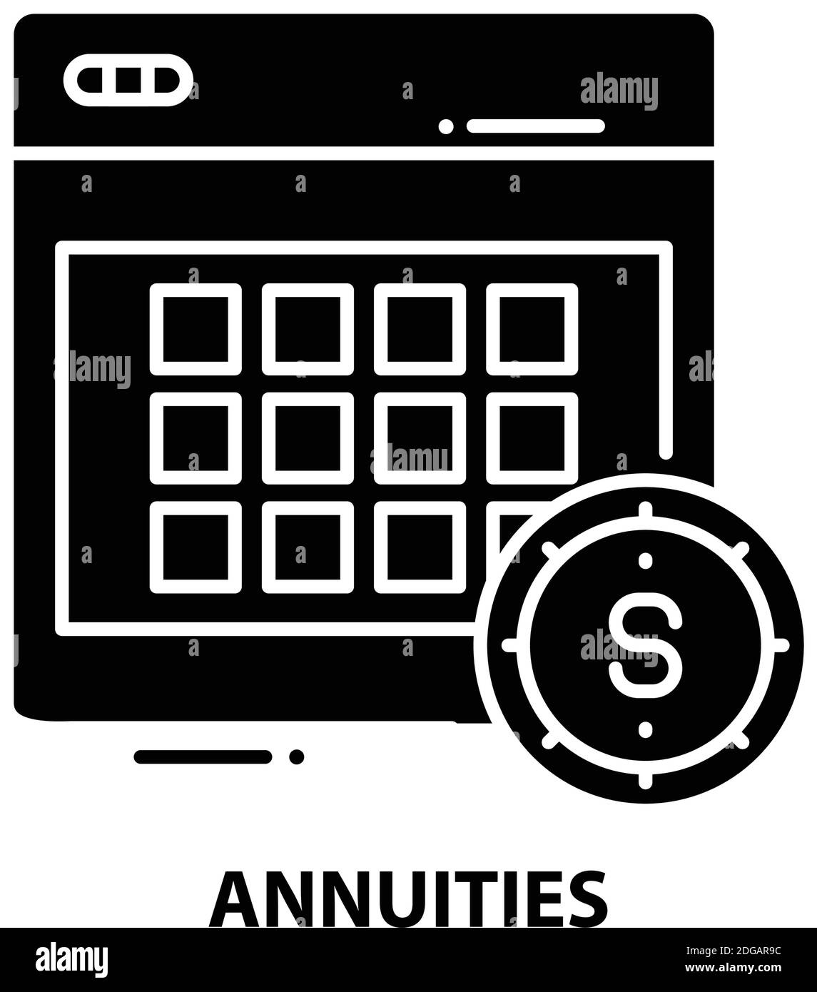 annuities icon, black vector sign with editable strokes, concept ...