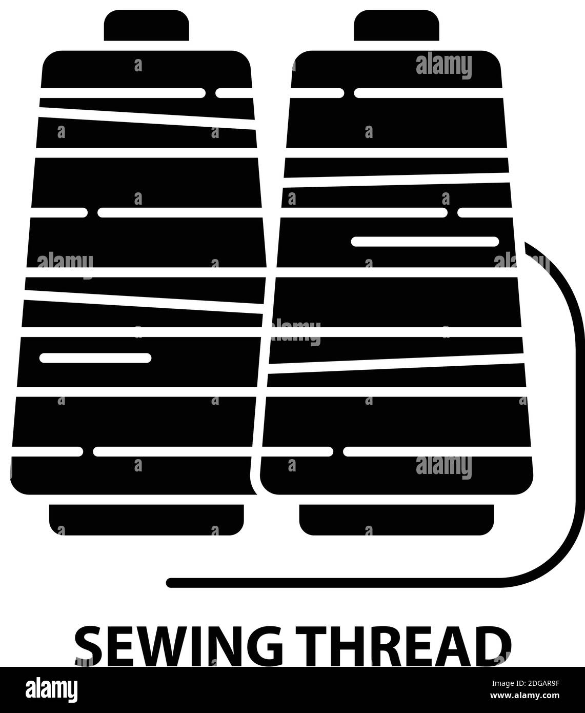 sewing thread icon, black vector sign with editable strokes, concept ...