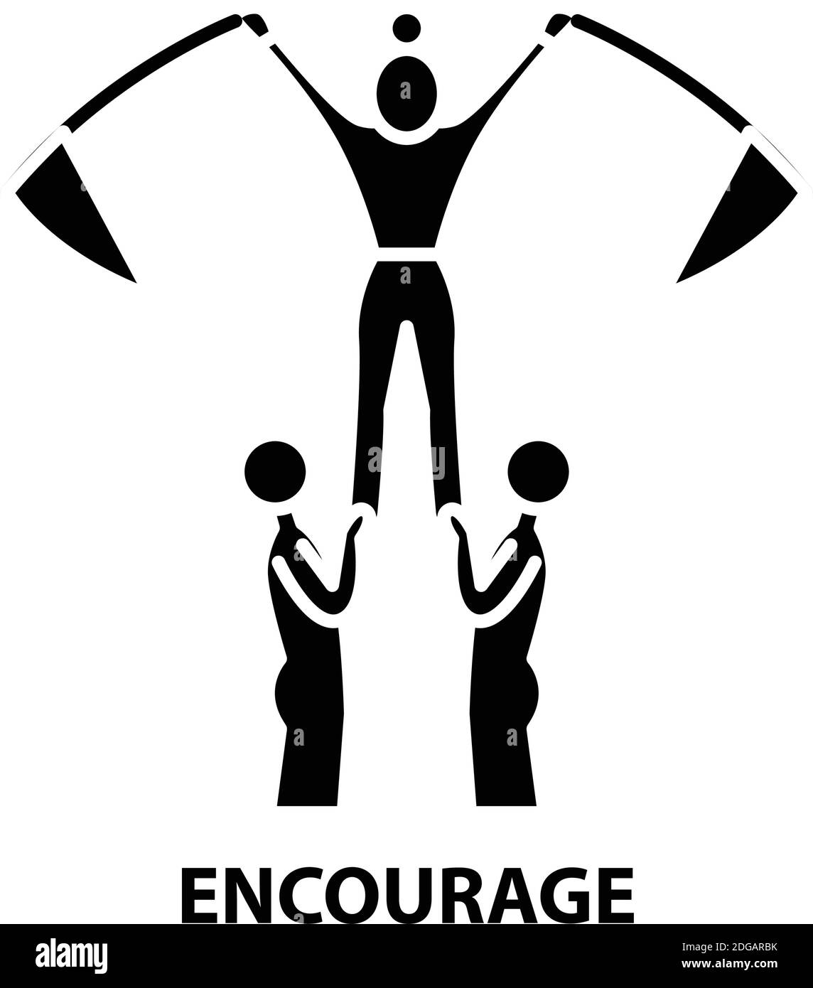 encourage icon, black vector sign with editable strokes, concept ...