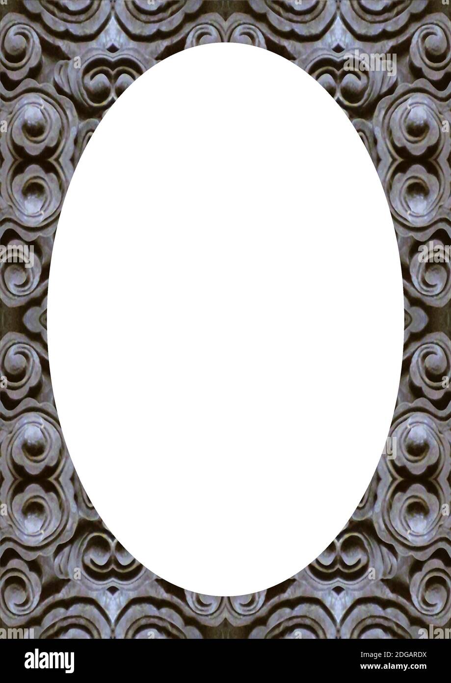 White Frame with Decorated Wooden Rounded Edges Stock Photo - Alamy
