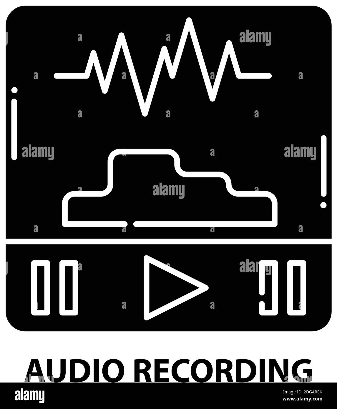 audio recording icon, black vector sign with editable strokes, concept ...