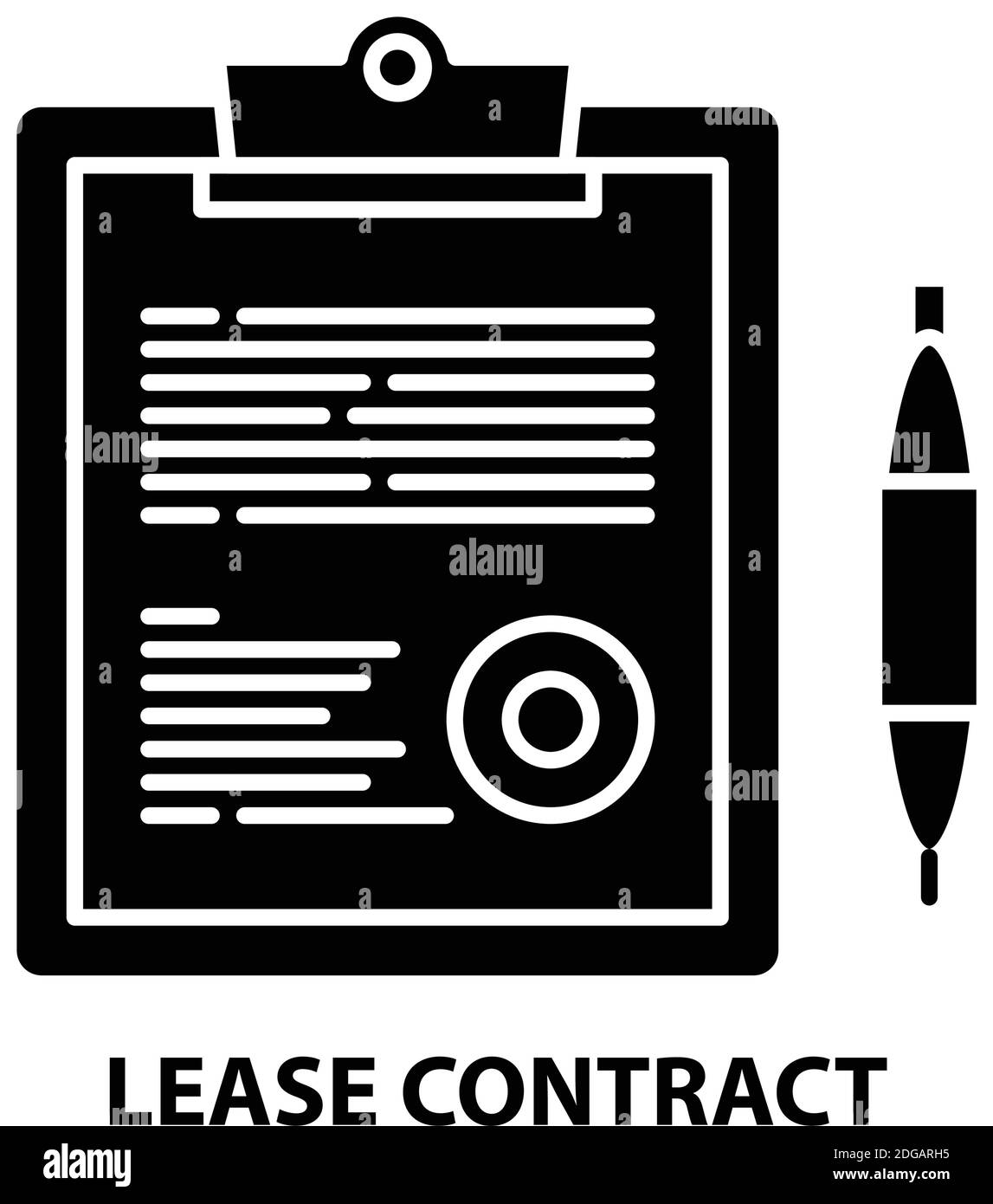 lease contract icon, black vector sign with editable strokes, concept ...