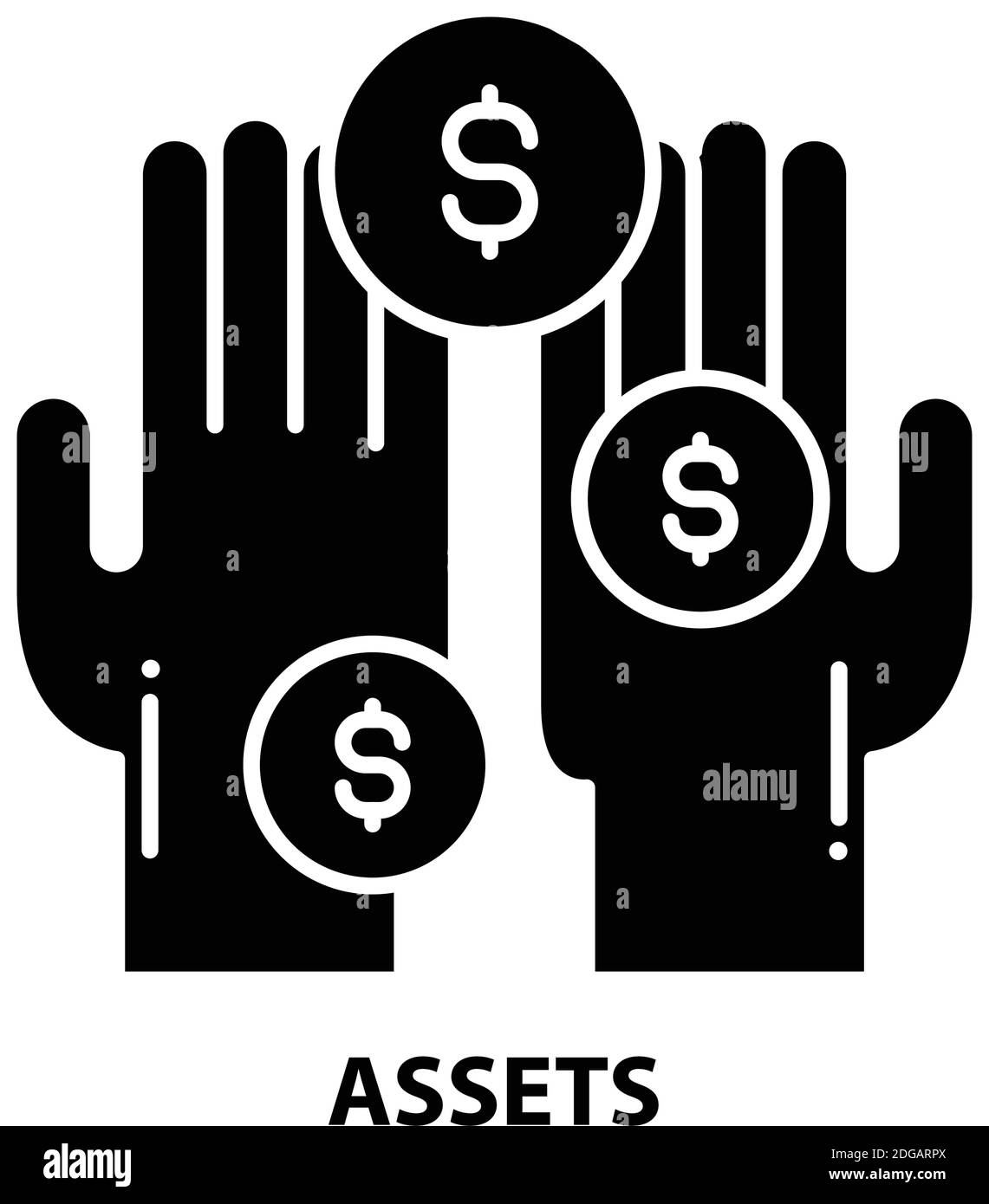 assets icon, black vector sign with editable strokes, concept ...