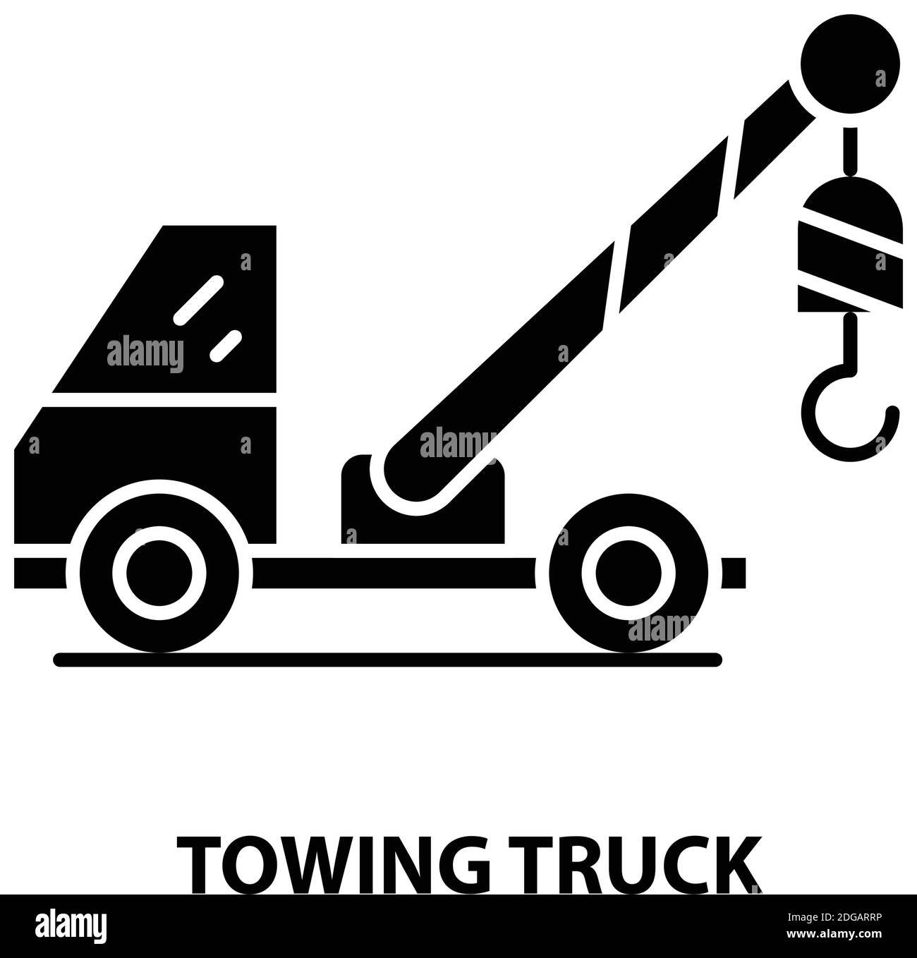 towing truck symbol icon, black vector sign with editable strokes ...