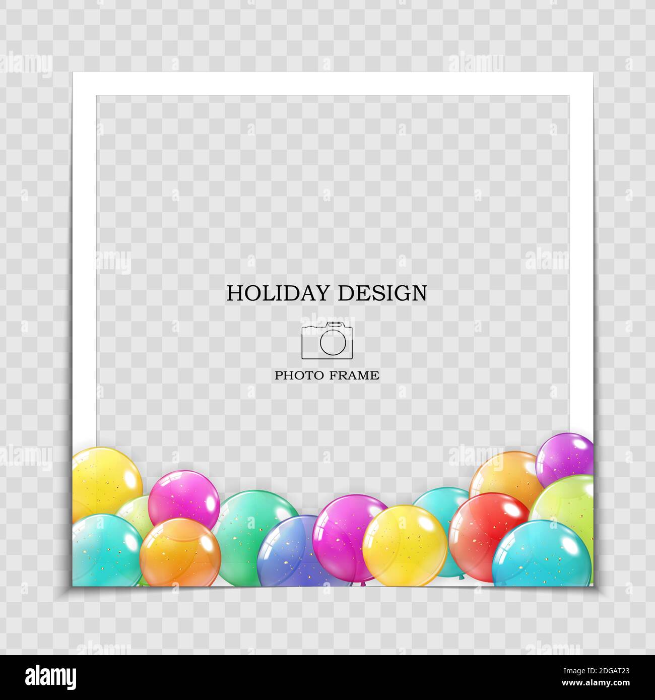Party Holiday Photo Frame Template with balloons for post in Social ...