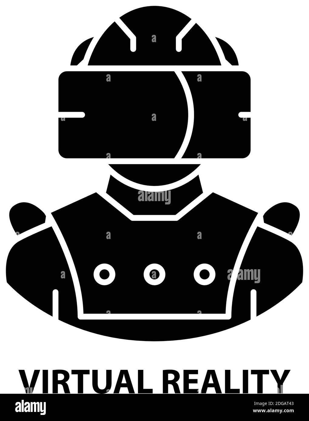 virtual reality icon, black vector sign with editable strokes, concept ...