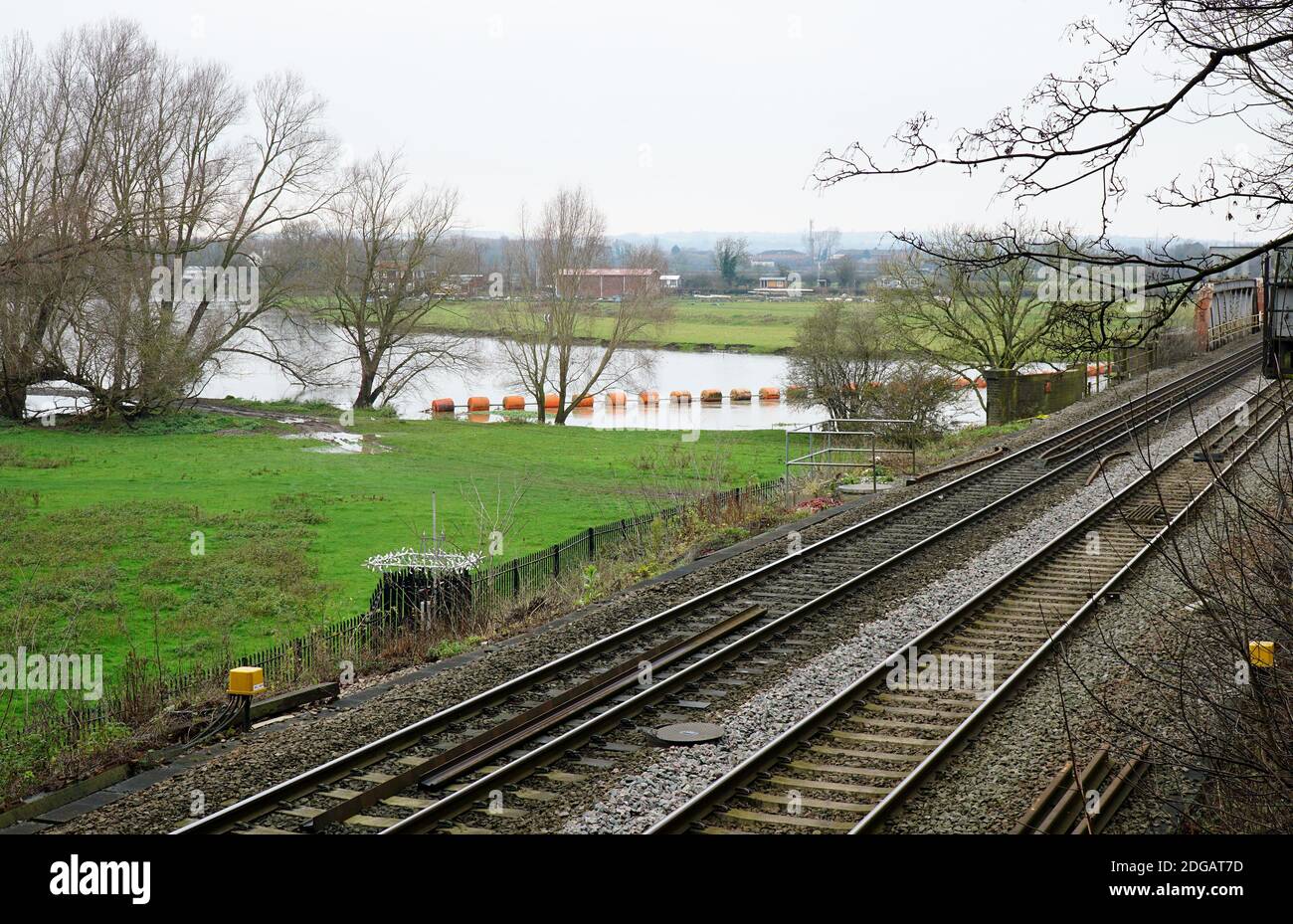 River and railroad landscape scene Stock Photo - Alamy