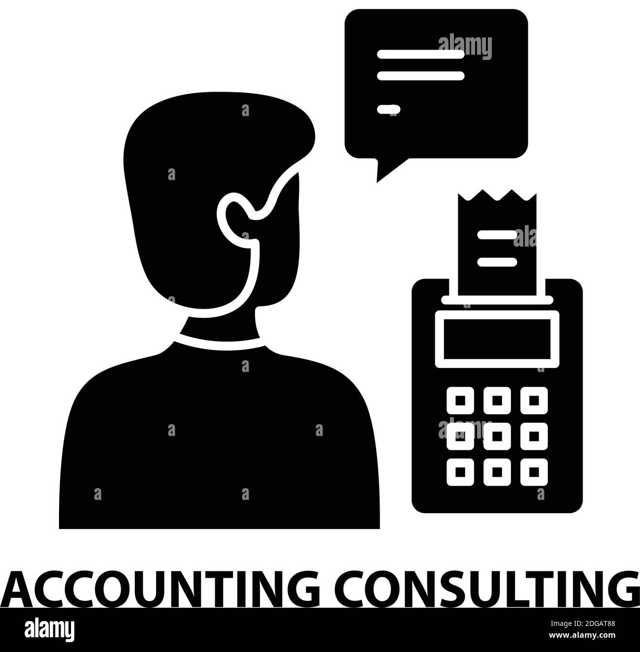 accounting consulting icon, black vector sign with editable strokes ...