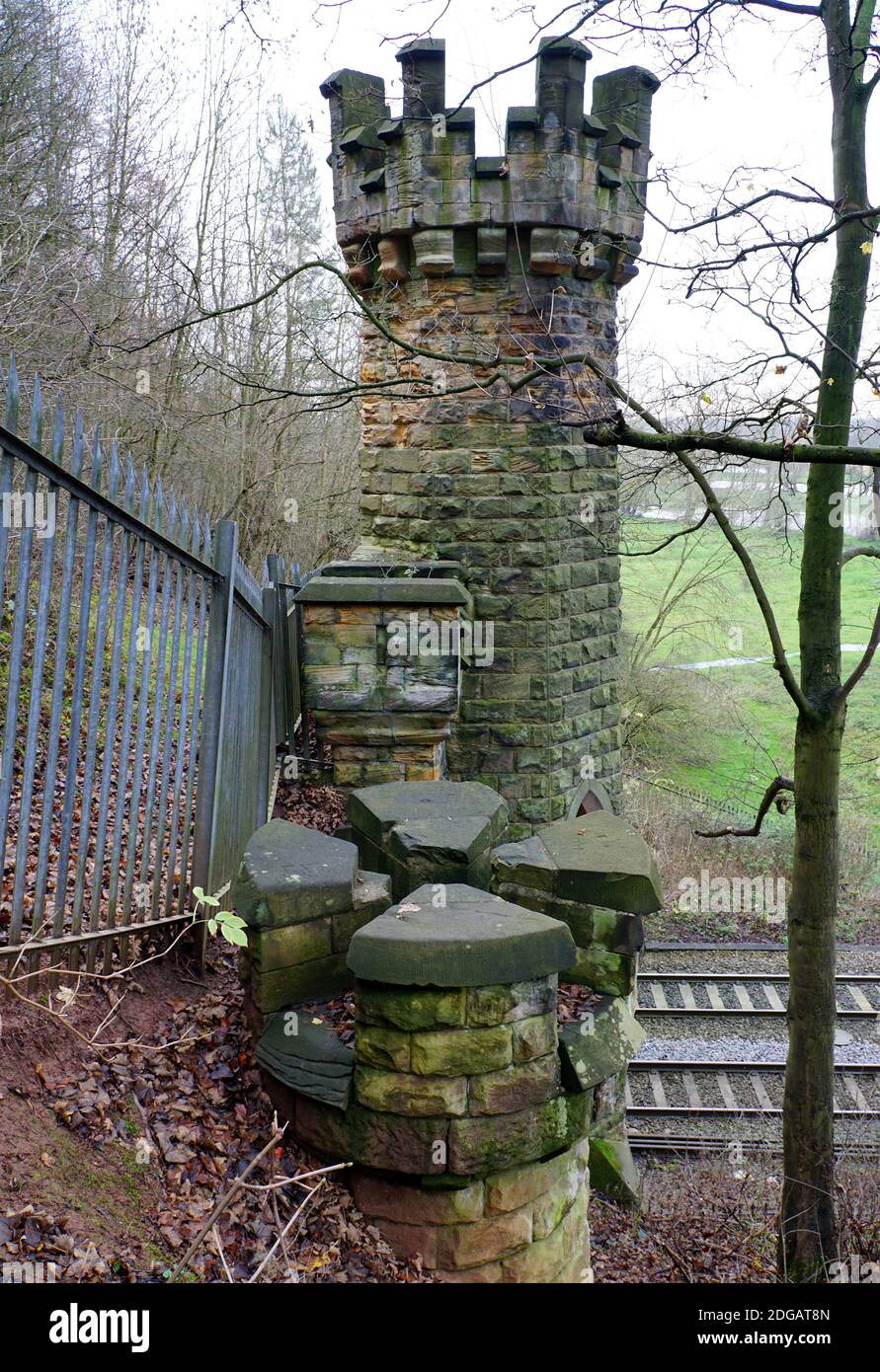 Castellated Norman style architecture over a railway Stock Photo - Alamy