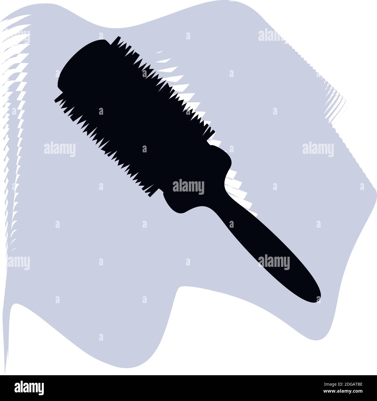 Round comb vector, barber, salon, hair, black comb on lilac spot icon ...