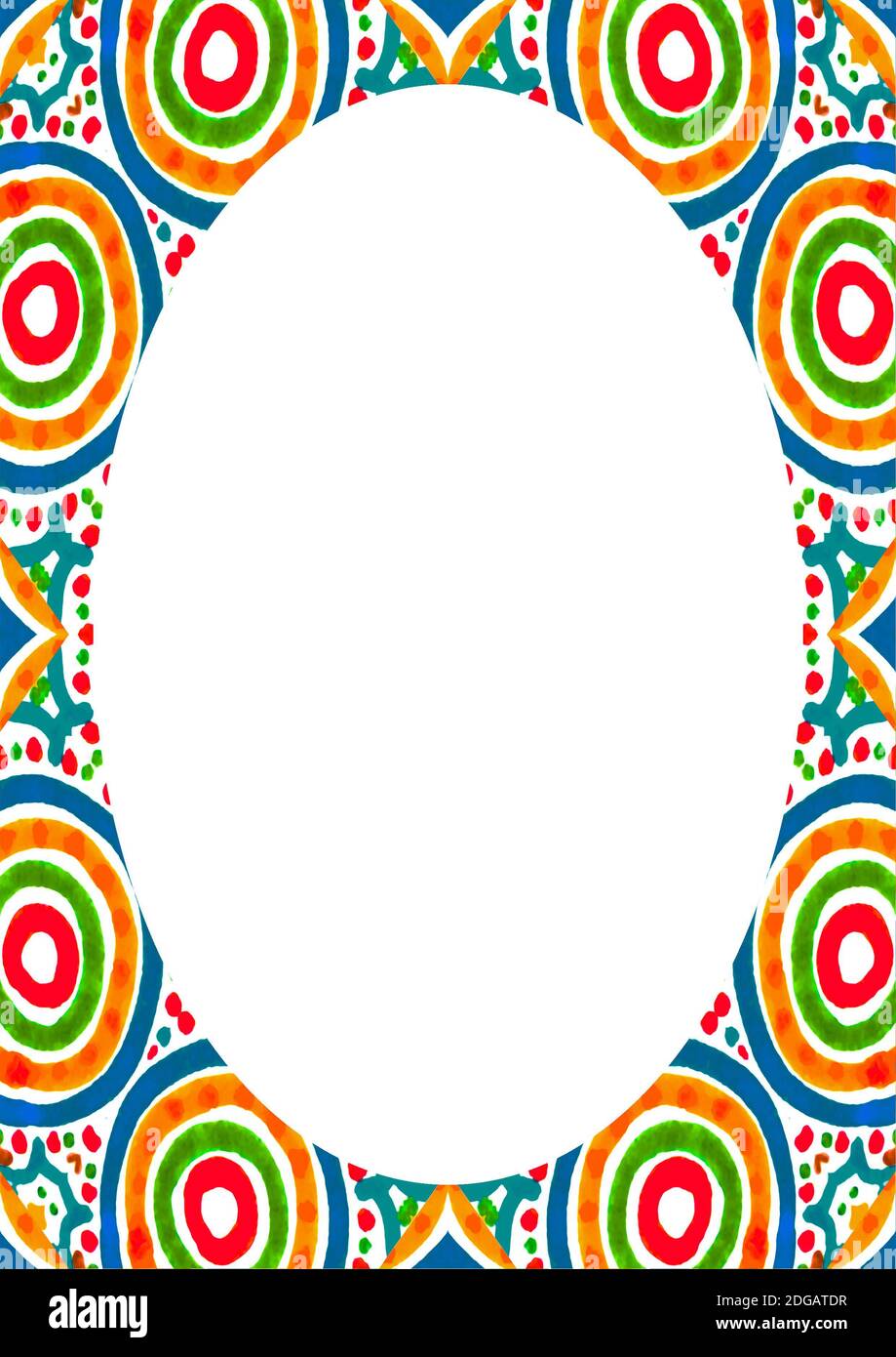 White Frame with Colorful Decorated Rounded Edges Stock Photo - Alamy