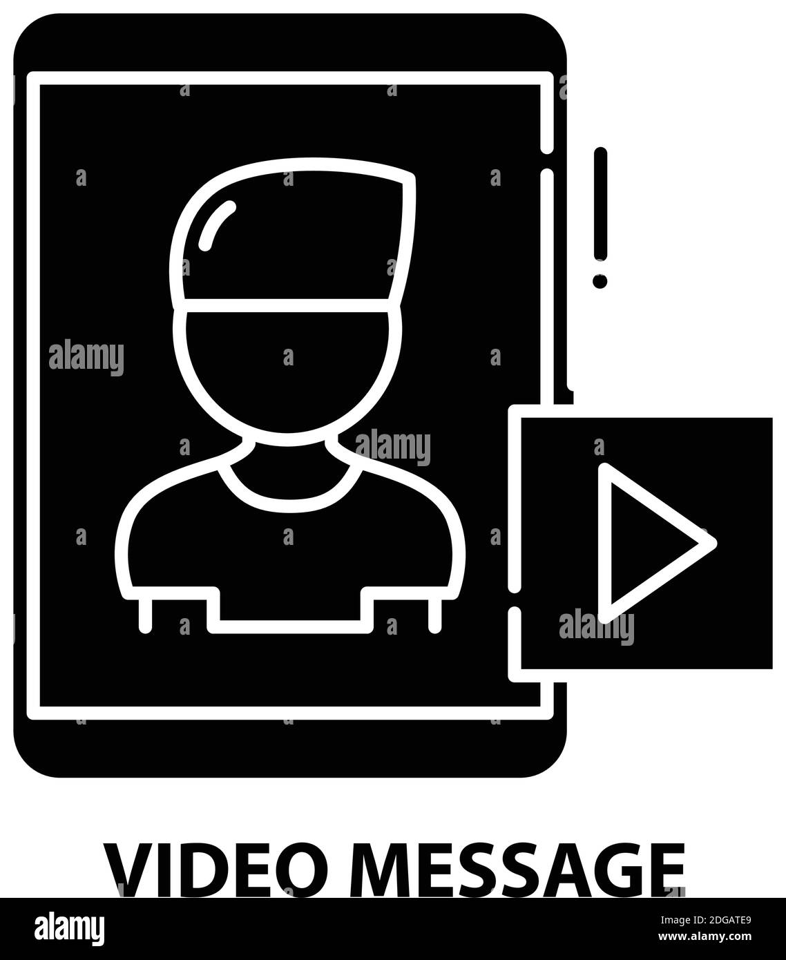 video message icon, black vector sign with editable strokes, concept ...