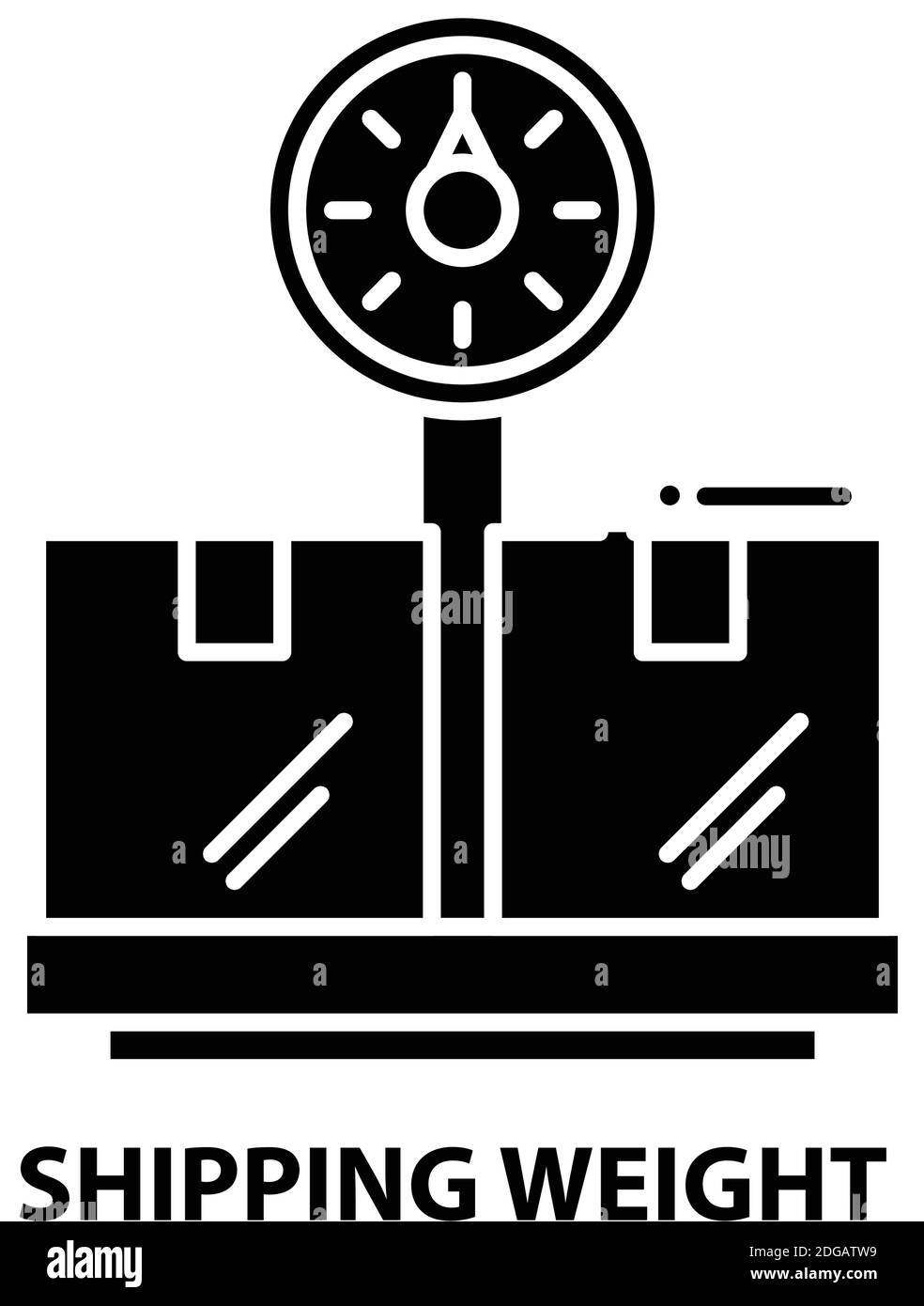 shipping weight icon, black vector sign with editable strokes, concept ...
