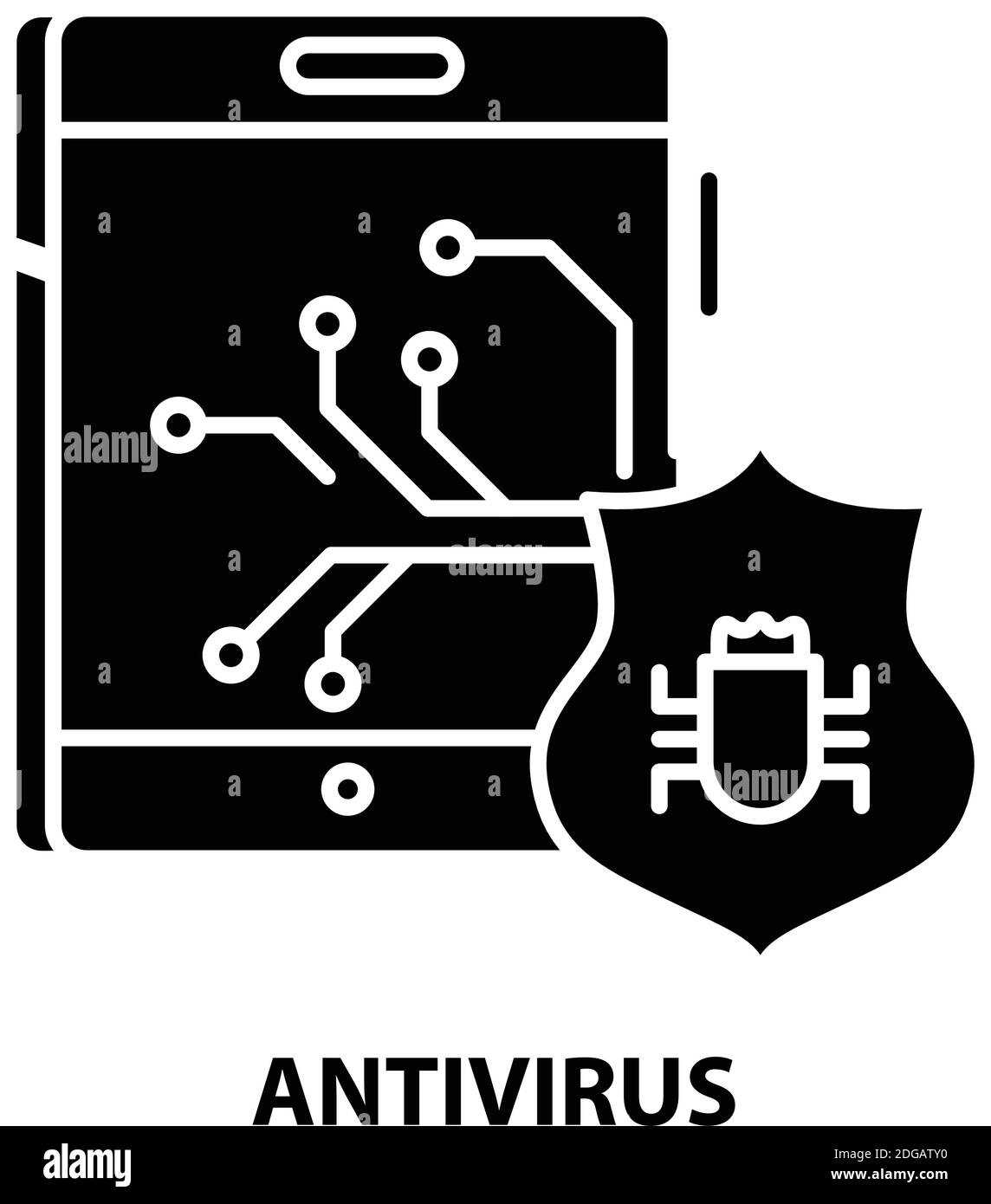 antivirus icon, black vector sign with editable strokes, concept ...