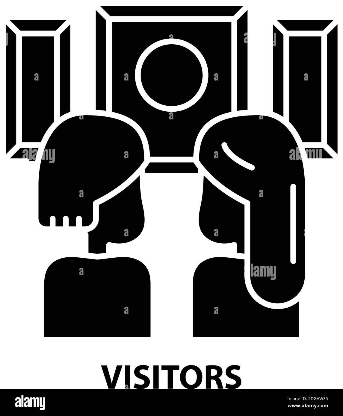 visitors icon, black vector sign with editable strokes, concept ...