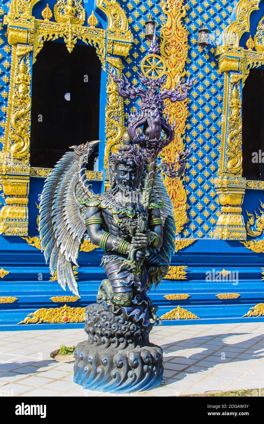 Sculpture of Himavanta wild animals at Wat Rong Suea Ten Temple, Chiang ...