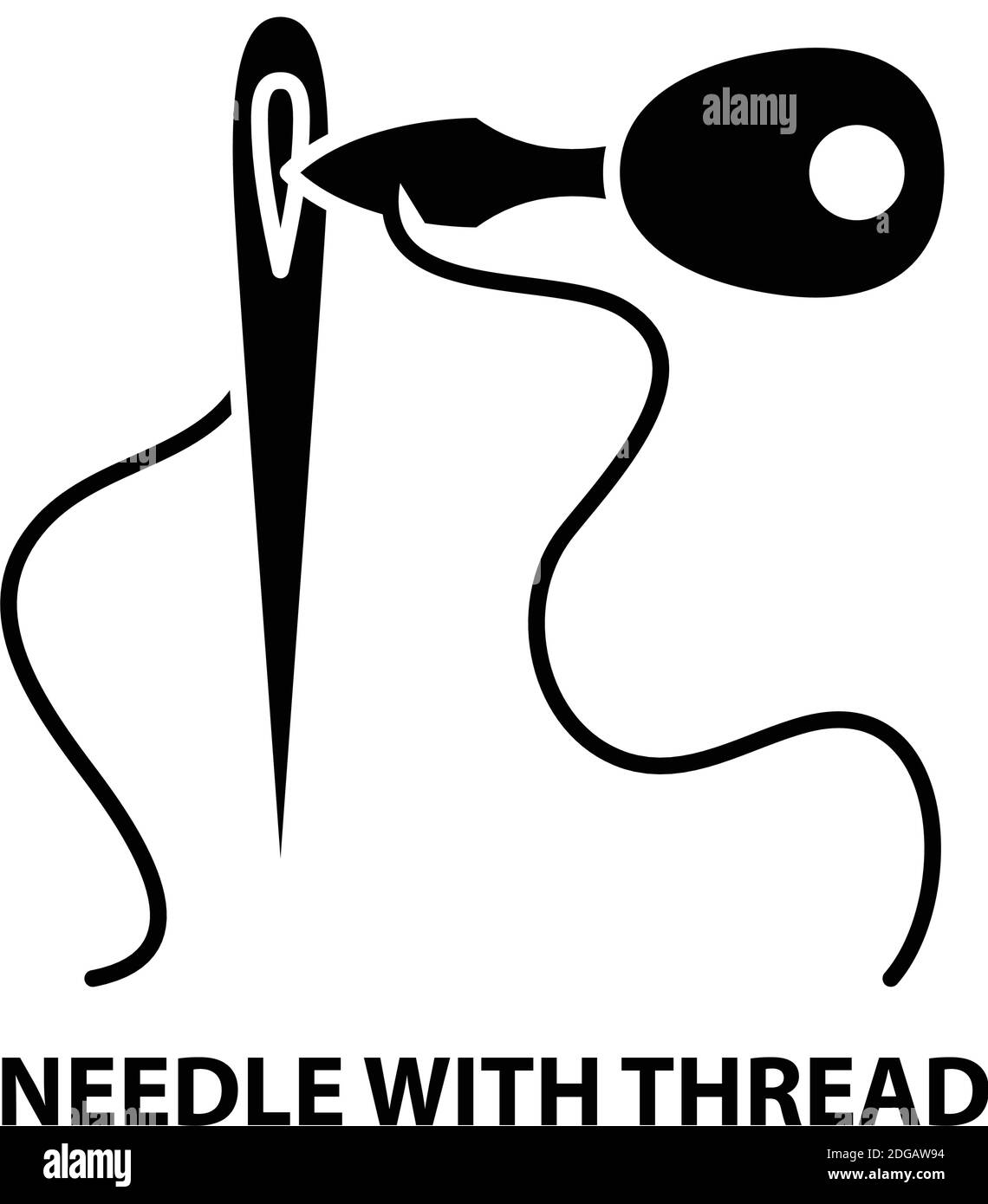 needle with thread icon, black vector sign with editable strokes ...