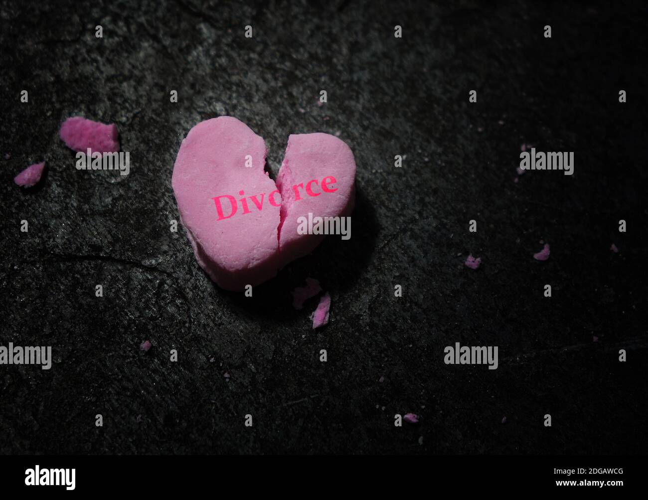 Broken pink divorce heart Stock Photo - Alamy