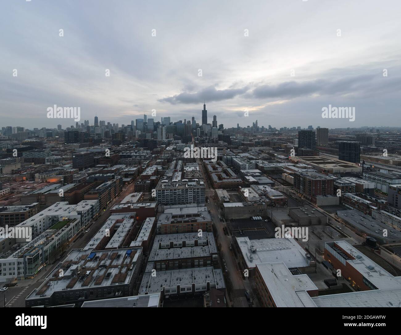 Aerial Views of Chicago Skyline from West Side Stock Photo - Alamy