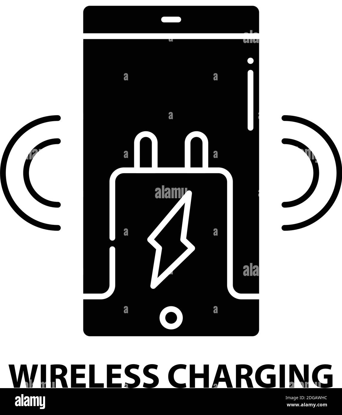 wireless charging icon, black vector sign with editable strokes ...