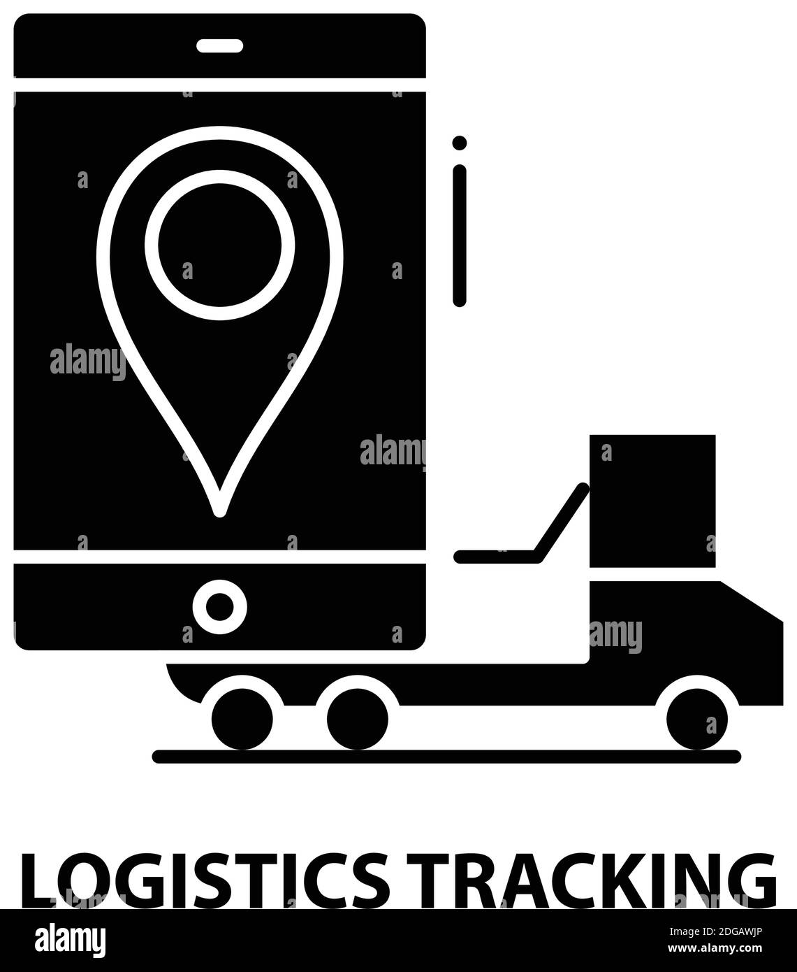 logistics tracking icon, black vector sign with editable strokes ...