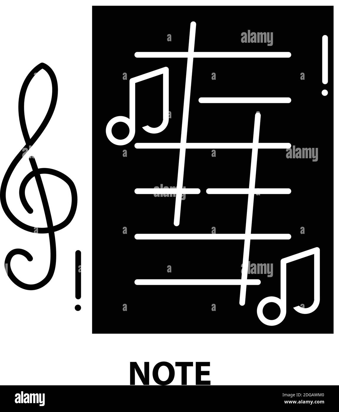 note icon, black vector sign with editable strokes, concept ...