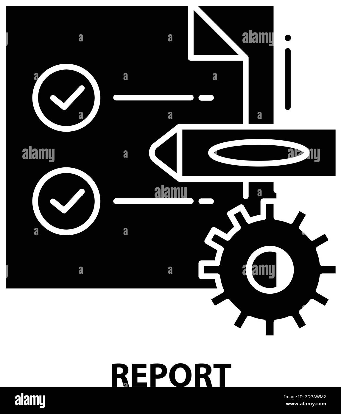report icon, black vector sign with editable strokes, concept ...