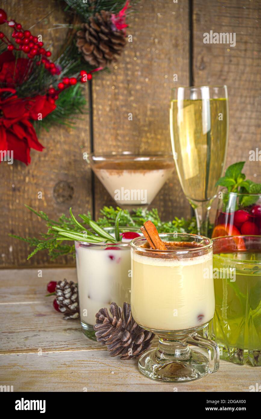 Set of different Christmas and winter drinks. An assortment of ...