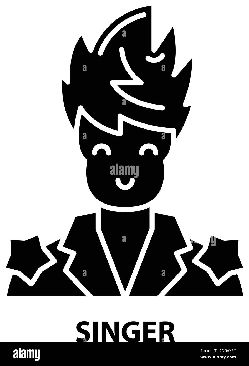 singer symbol icon, black vector sign with editable strokes, concept ...