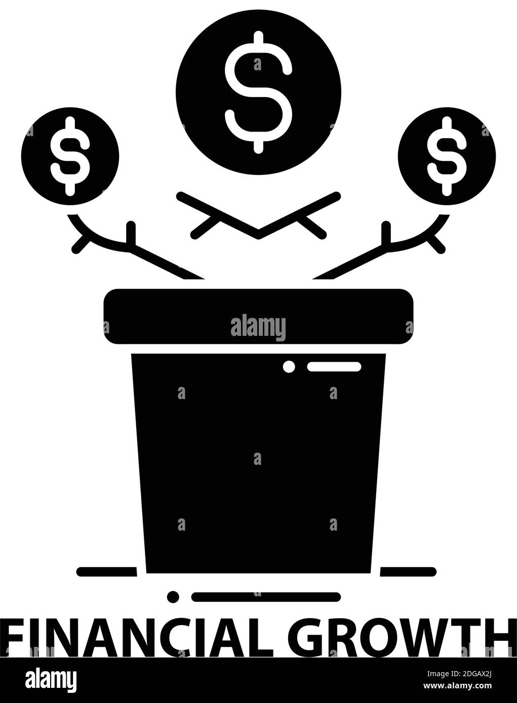 financial growth icon, black vector sign with editable strokes, concept ...