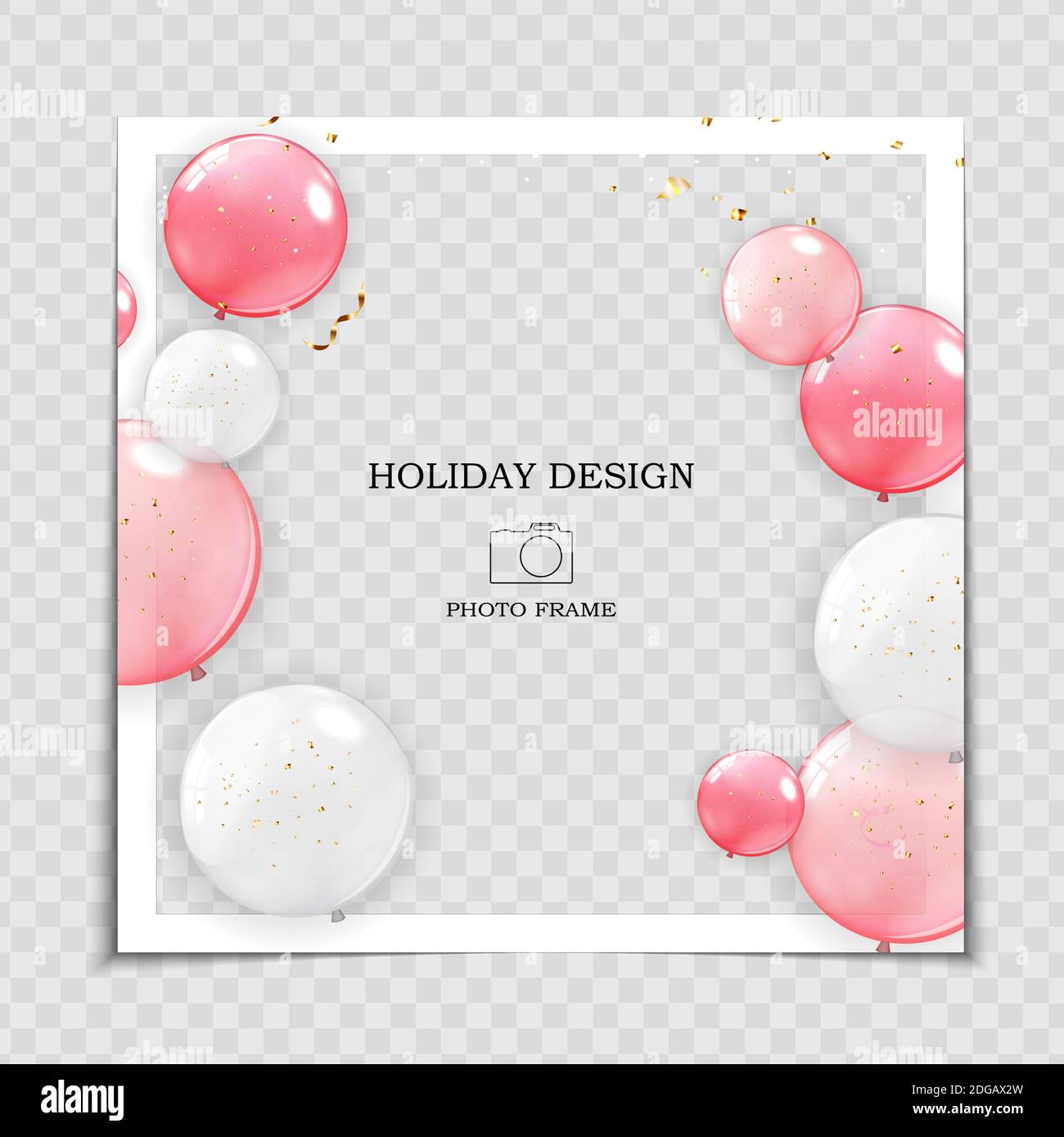 Party Holiday Photo Frame Template with balloons for post in Social ...