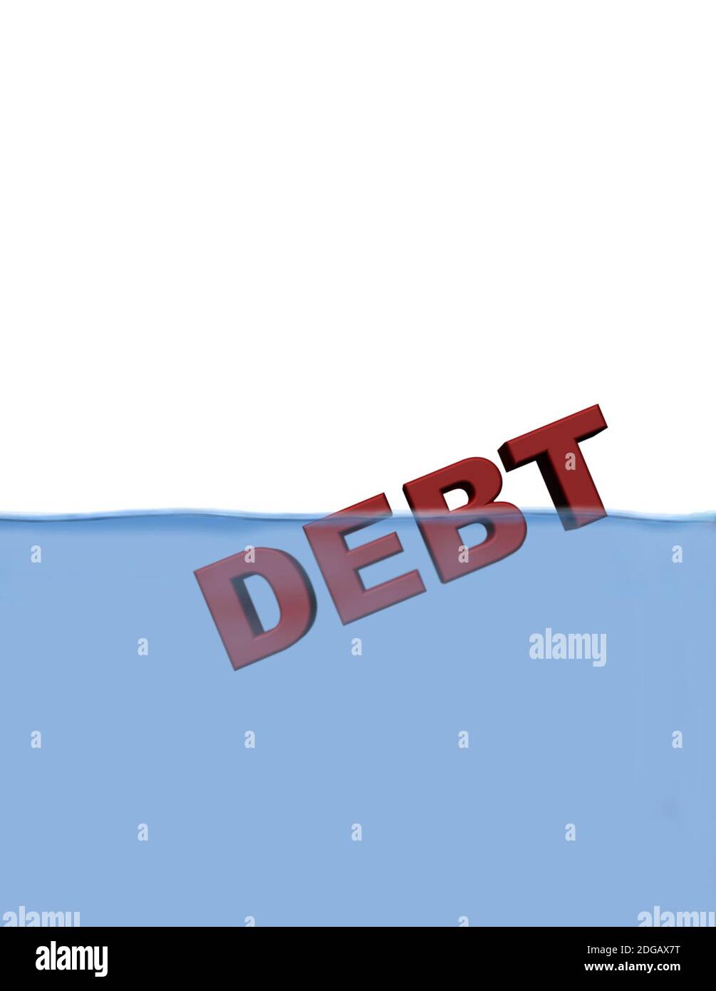 3D Debt under water Stock Photo - Alamy