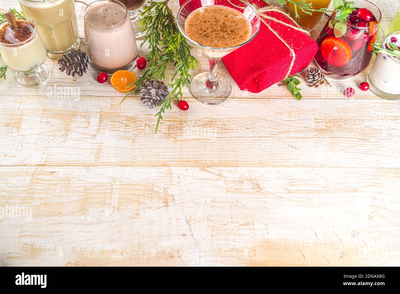 Set of different Christmas and winter drinks. An assortment of ...