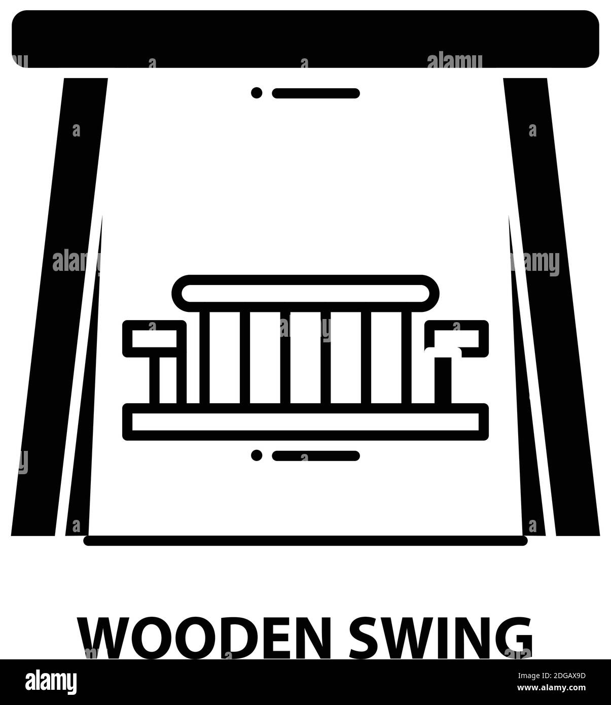 wooden swing icon, black vector sign with editable strokes, concept ...