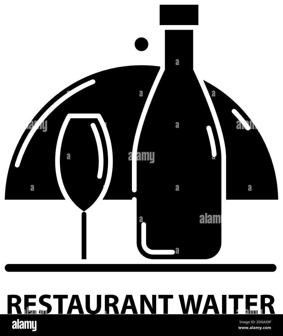 restaurant waiter icon, black vector sign with editable strokes ...