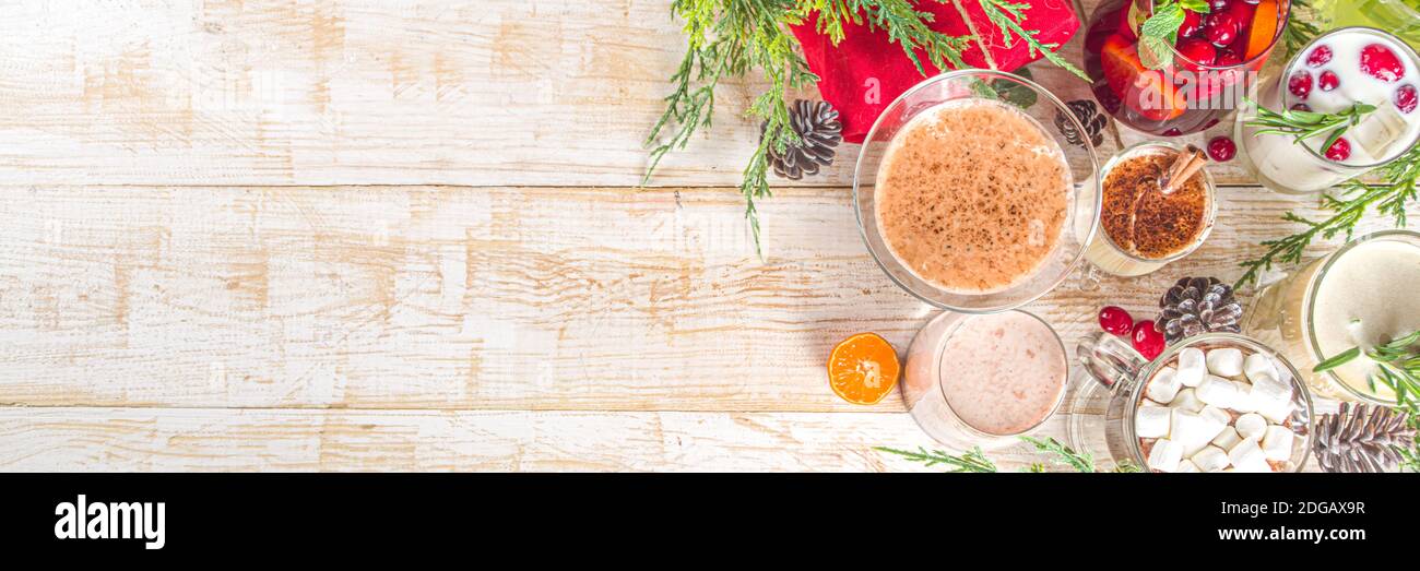Set of different Christmas and winter drinks. An assortment of ...