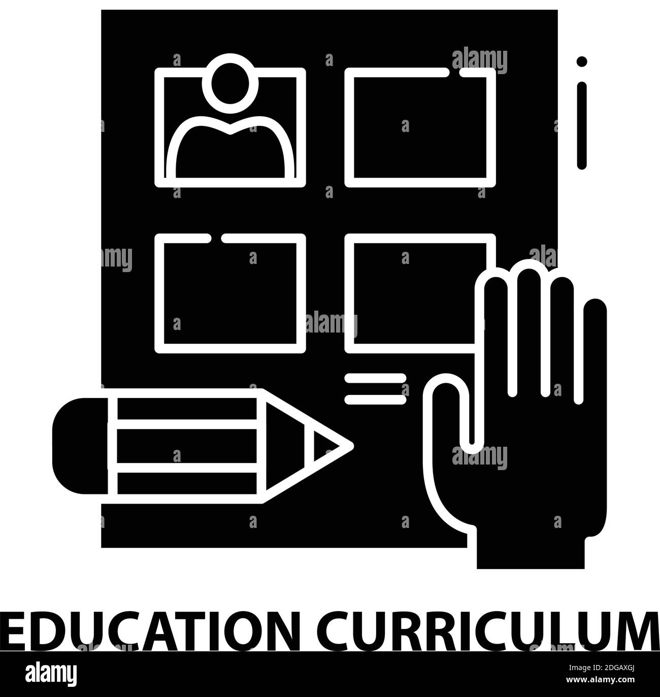 education curriculum icon, black vector sign with editable strokes ...