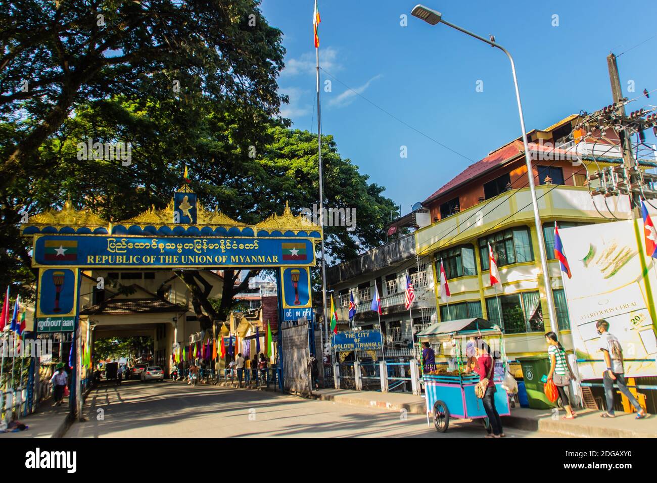 Tachileik, Myanmar - November 18, 2017: Tourists visited Tachileik ...