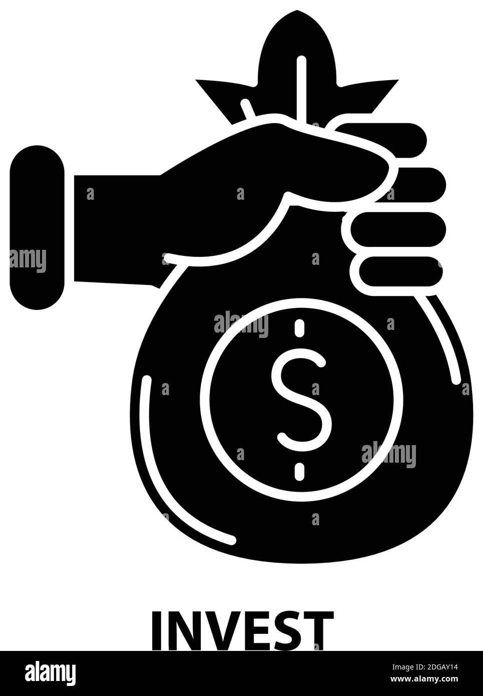 invest icon, black vector sign with editable strokes, concept ...