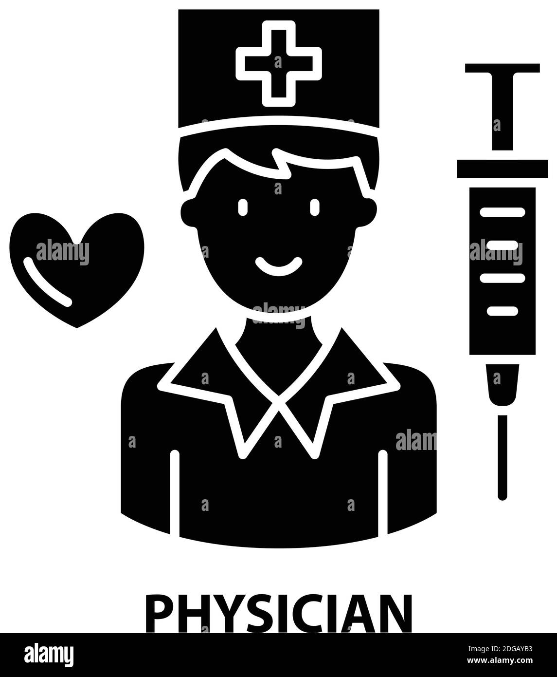 physician icon, black vector sign with editable strokes, concept ...