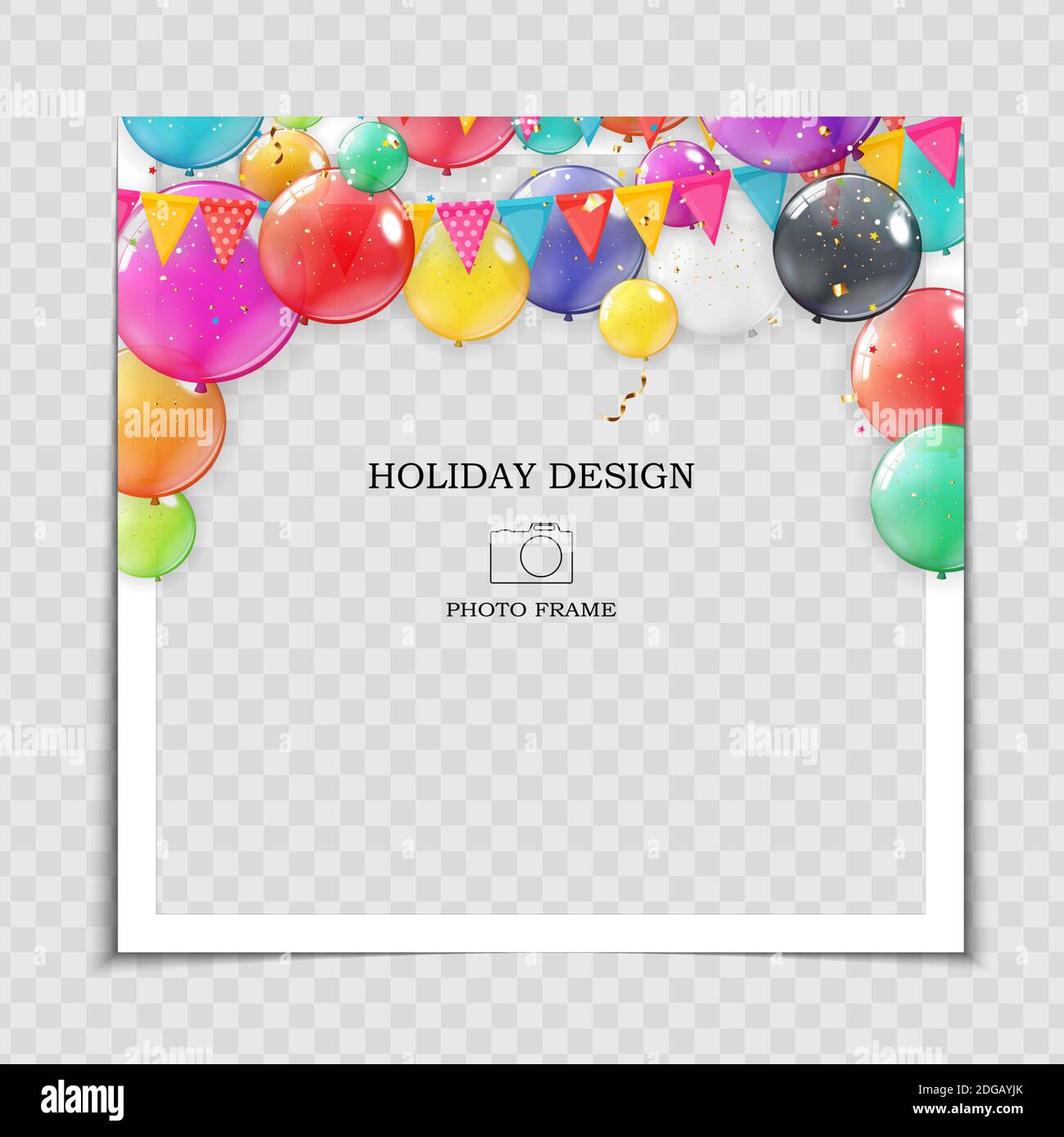 Party Holiday Photo Frame Template with balloons for post in Social ...