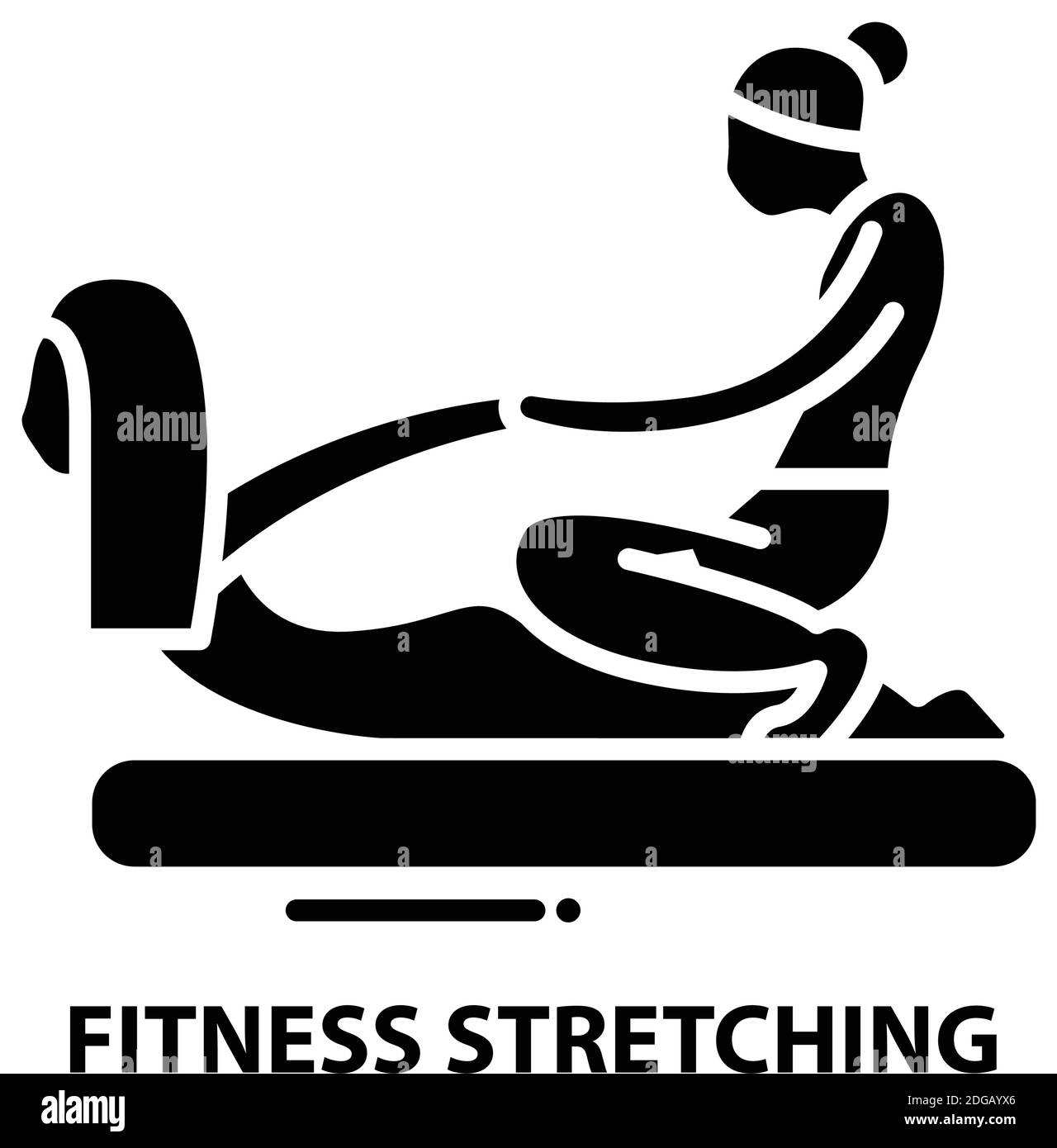 fitness stretching icon, black vector sign with editable strokes ...